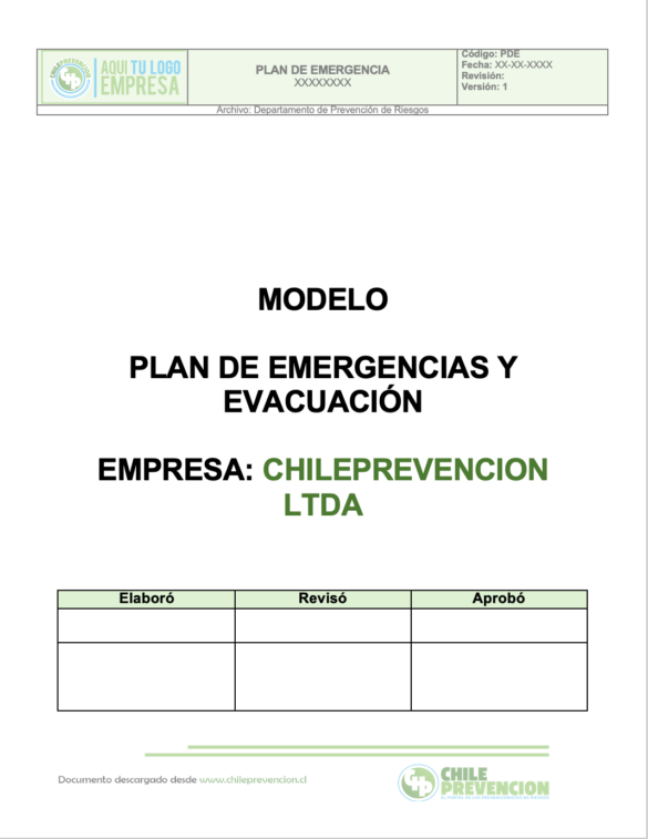PLAN DE EMERGENCIAS EMPRESA 2025 v1.1 - ChilePrevencion el portal de los prevencionistas de ...