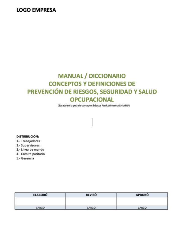 Diccionario Conceptos Basicos de prevencion de riesgos, seguridad y salud ocupacional SST ...