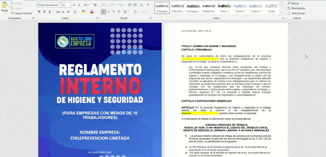 REGLAMENTO INTERNO HIGIENE Y SEGURIDAD RIHS 2025 DS 44 máximo 10 trabajadores V4.2 ...