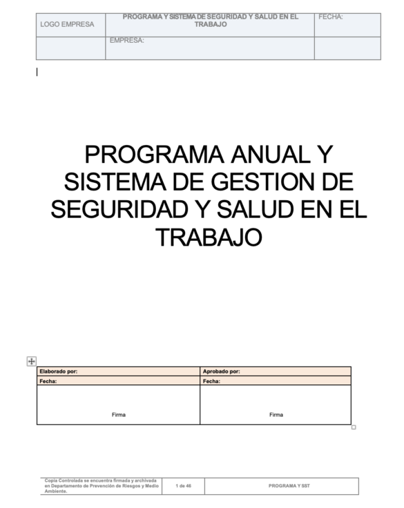 PROGRAMA ANUAL Y SISTEMA DE GESTION DE SEGURIDAD Y SALUD EN EL TRABAJO V7 - ChilePrevencion el ...
