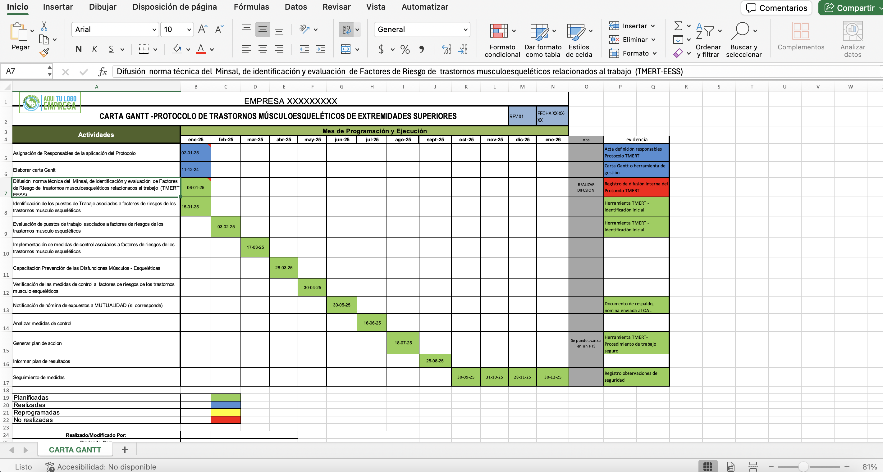 CARTA GANTT TMERT 2025 - ChilePrevencion el portal de los prevencionistas de riesgos en Chile