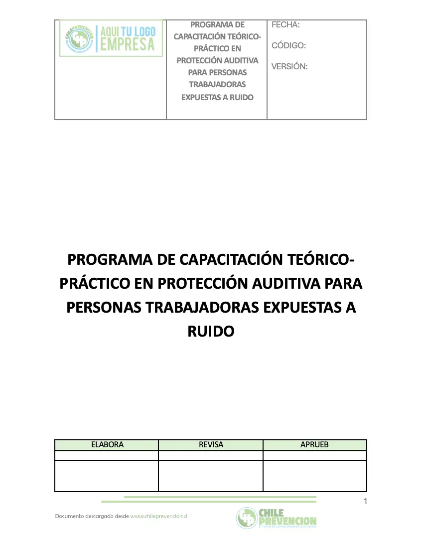 Programa De Capacitación Teórico Práctico En Protección Auditiva Para