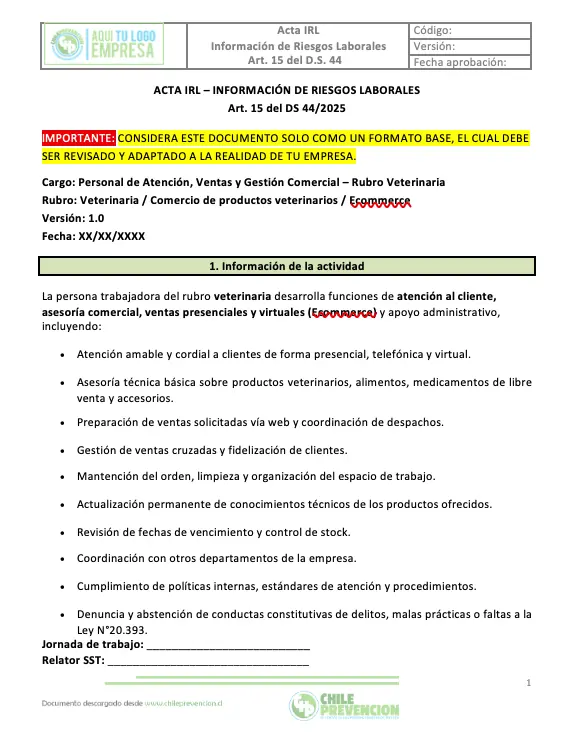 IRL Personal de Atención, Ventas y Gestión Comercial – Rubro ...
