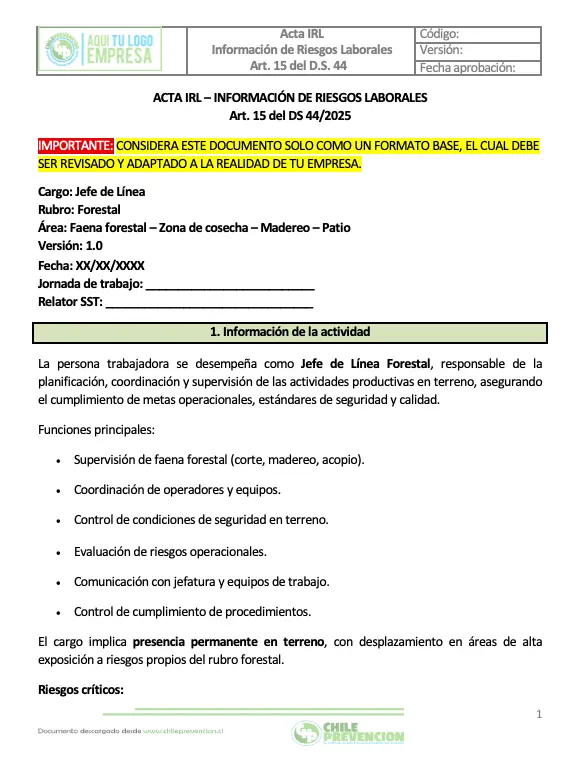 IRL JEFE DE LINEA - ChilePrevencion el portal de los prevencionistas de ...
